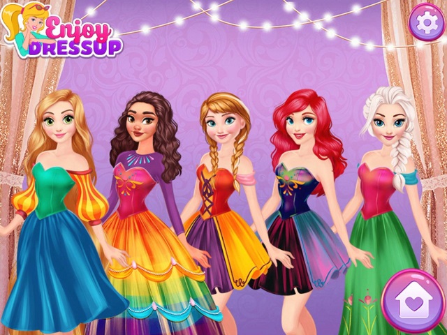 DISNEY PRINCESSES RAINBOW DRESSES онлайн игра | POMU Games
