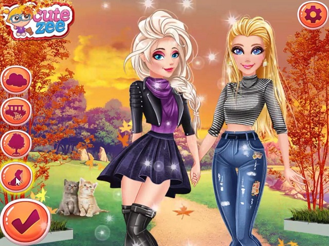 BARBIE AND ELSA AUTUMN PATTERNS онлайн игра | POMU Games